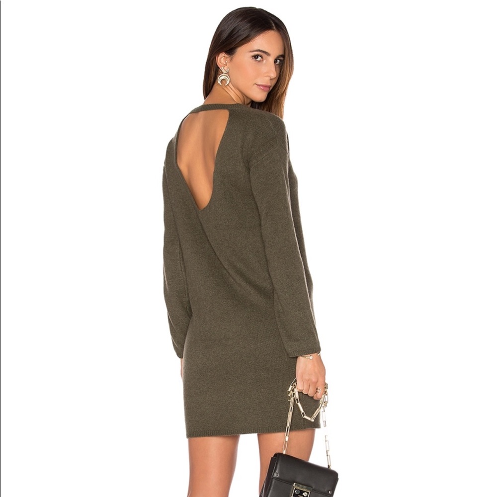 360 Cashmere Daniella Olive Green Open Back Long Slee… - Gem